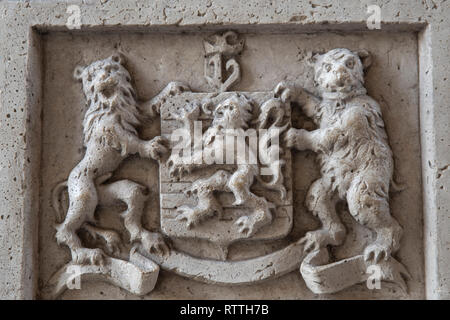 The Flemish Lion on the Coat of Arms of Flanders, detail in Ghent ...