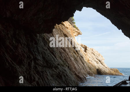 Picturesque waterfront caves at Mediterranean coast in summer Stock ...