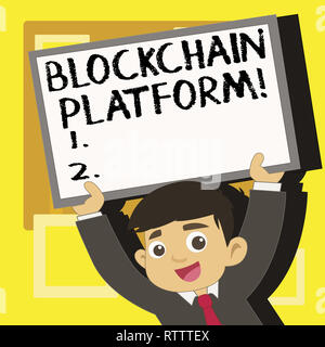 Handwriting text writing Blockchain Platform. Conceptual photo thing ...