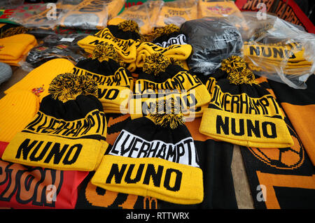 Wolverhampton Wanderers hats and scarves on sale outside the ground ...