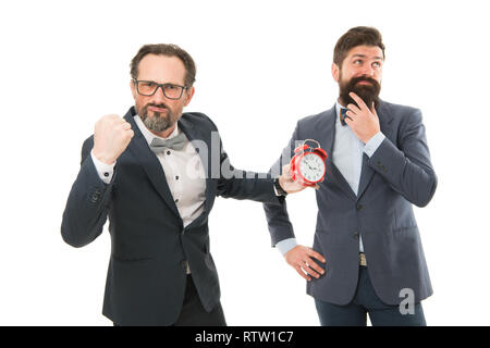 Time management discipline. Improve punctuality. Man mature boss with ...