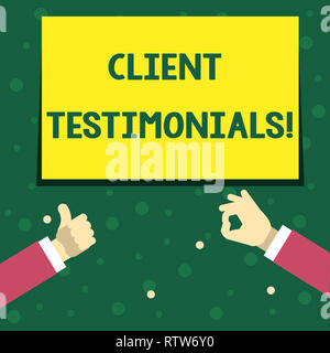 Handwriting text writing Client Testimonials. Concept meaning Customer ...