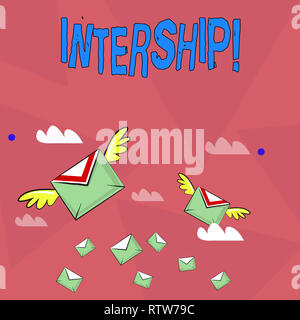 Handwriting text Internship. Concept meaning Student Trainee working on ...