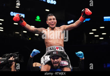Eduardo Ramirez celebrates after defeating Miguel Flores by knockout in ...