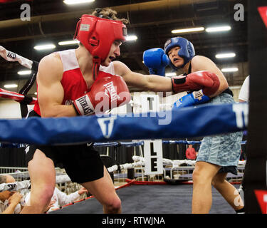 March 2, 2019: Daniel Choi of Illinois fights in the corner with Cade ...