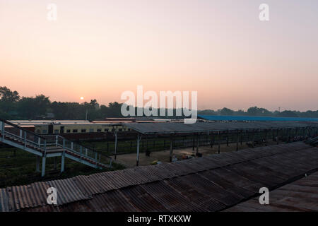 THAZI, MYANMAR - 23 NOVEMBER, 2018: Wide angle picture of burmese ...
