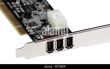 Firewire 1394 PCI controller card isolated on white background Stock ...