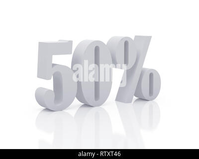 High resolution fifty percent. 3d illustration over white backgrounds ...