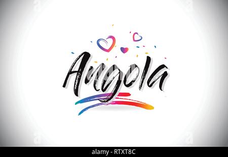 Angola Word Text Creative Handwritten Font Design Vector Illustration ...
