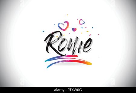 Rome Welcome to Creative Text Handwritten Font with Purple Pink Colors ...