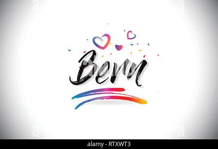 Bern Welcome To Word Text with Creative Purple Pink Handwritten Font ...