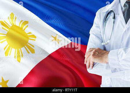 Philippines healthcare concept. Medical stethoscope with country flag ...