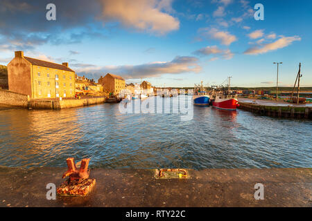Fishing boats in the scottish coastal village of Crail Scotland East ...