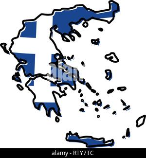 simple vector outline map of greece with flag Stock Vector Image & Art ...