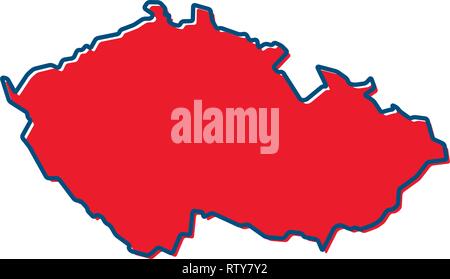 Czechia map outline - smooth country shape map vector. Czech Republic ...