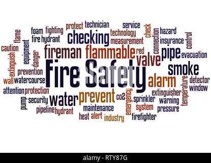 Fire Safety word cloud concept on white background Stock Photo - Alamy