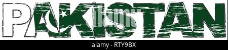 Pakistan flag grunge brush and text poster, vector Stock Vector Image ...