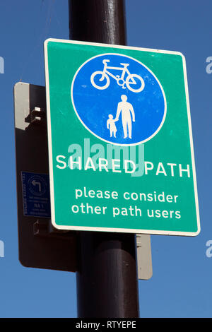 England Road sign shared path please consider other path users Stock ...