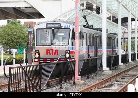 Greater Cleveland Regional Transit Authority (RTA) bus 51 passes ...