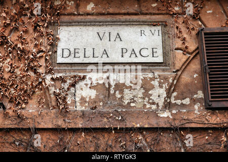 Via Della Pace Street Sign in Rome City, Italy Stock Photo - Alamy