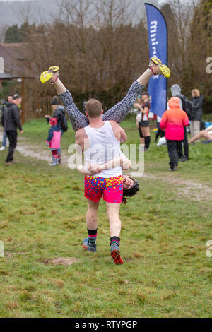 Dorking, UK, 3rd March 2019, Winners Chris Hepworth proposes to Tanisha ...
