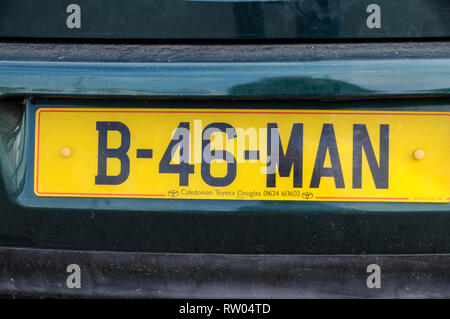 A car registration plate on the Isle of Man, Britain The Isle of Man ...