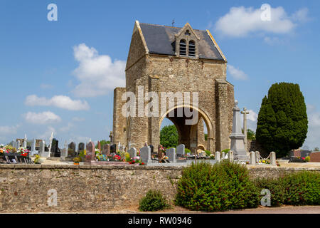 Church ruins & memorial to the Graignes Massacre, Normandy, France ...