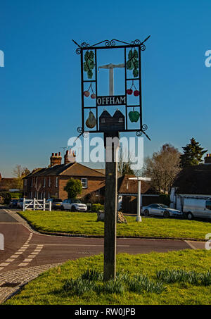 Offham Village sign Kent Stock Photo - Alamy