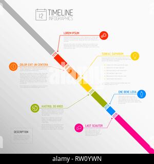 Vector Infographic diagonal timeline report template with 3d colored ...