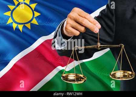 Judge Gavel and flag of Namibia. Law and justice in Namibia. Violation ...