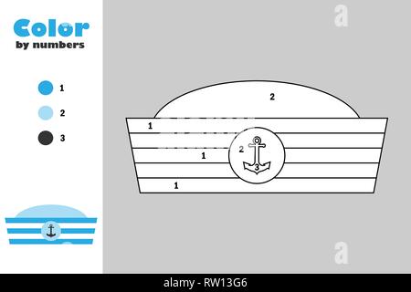 Sailor in cartoon style, coloring page, education paper game for the ...