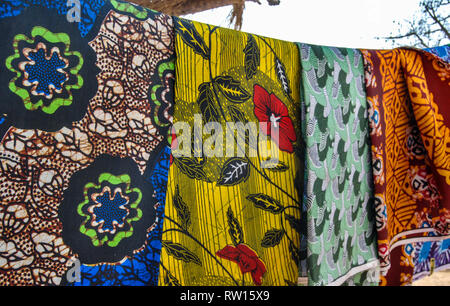 A beautiful selection of colorful traditional Ghanaian fabrics sold at ...