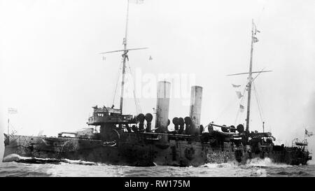 The British Royal Navy cruiser HMS Sydney just after sunk the German ...