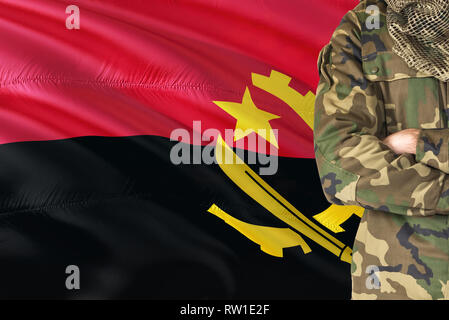 Flag of Angola on military uniform. Army, troops, soldiers, Africa ...