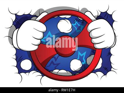 Vector cartoon hands driving, holding a steering wheel. Illustrated ...
