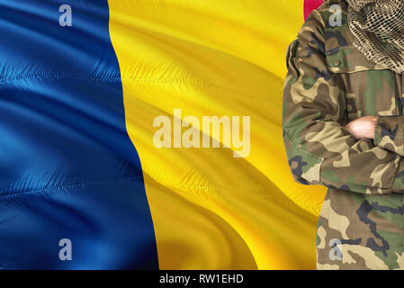 Chad Soldier, Soldier with flag Chad, Chad flag on a military uniform ...