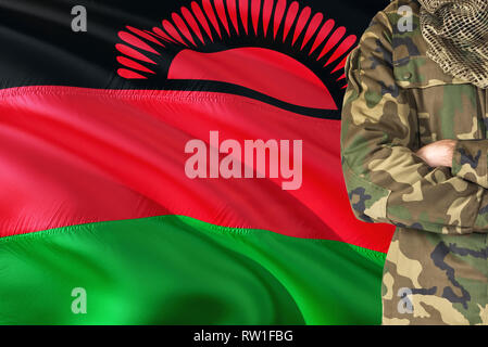 Flag of Malawi on military uniform. Army, troops, soldiers. Collage ...