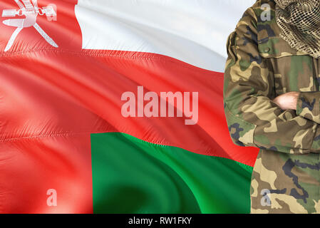 Flag of Oman on military uniform. Army, armed forces, soldiers. Collage ...