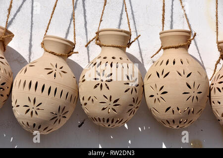 Traditional arabic Middle Eastern clay pots in the town of Nizwa Oman ...