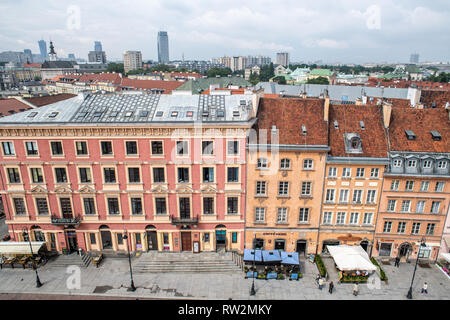 Birds eye view of Sigismund's Column old town and Warsaw city scape in ...