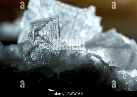 Close-up sea salt on slate background, shallow focus Stock Photo - Alamy