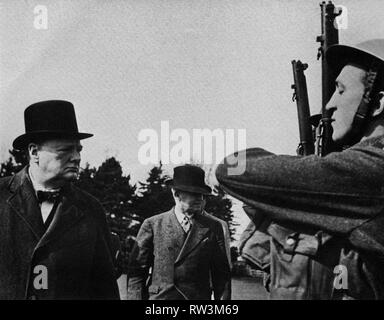 Winston Churchill reviewing the troops in Tripoli. February 1943 Stock ...