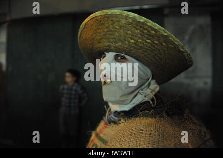 Lesaka, Spain. 03rd Mar, 2019. A zakuzaharrak is prepared by making the ...