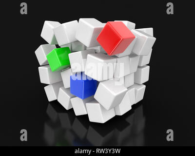 Cube falls apart. Image with clipping path Stock Photo - Alamy