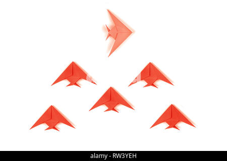 Coral origami fishes isolated on white background Stock Photo - Alamy