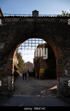 Rivalta "borgo", the medieval village around the castle, with the tower ...