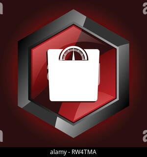 Weight hexagonal glossy dark red and black web icon, vector ...