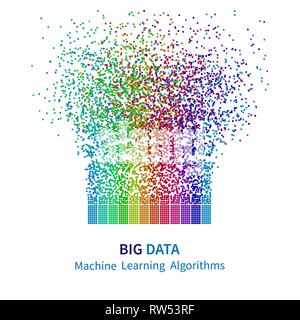 Big data machine algorithms minimalistic design. Science vector background illustration Stock ...