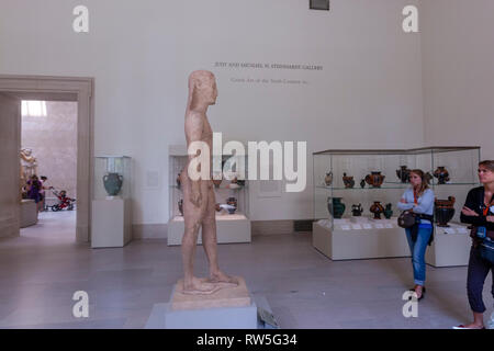 Marble statue of a kouros (youth), Greek, Attic, ca. 590-580 B.C Stock ...