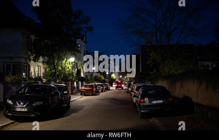 Strasbourg, France - Cot 13, 2018: Red Fiat abrath car parked in French ...